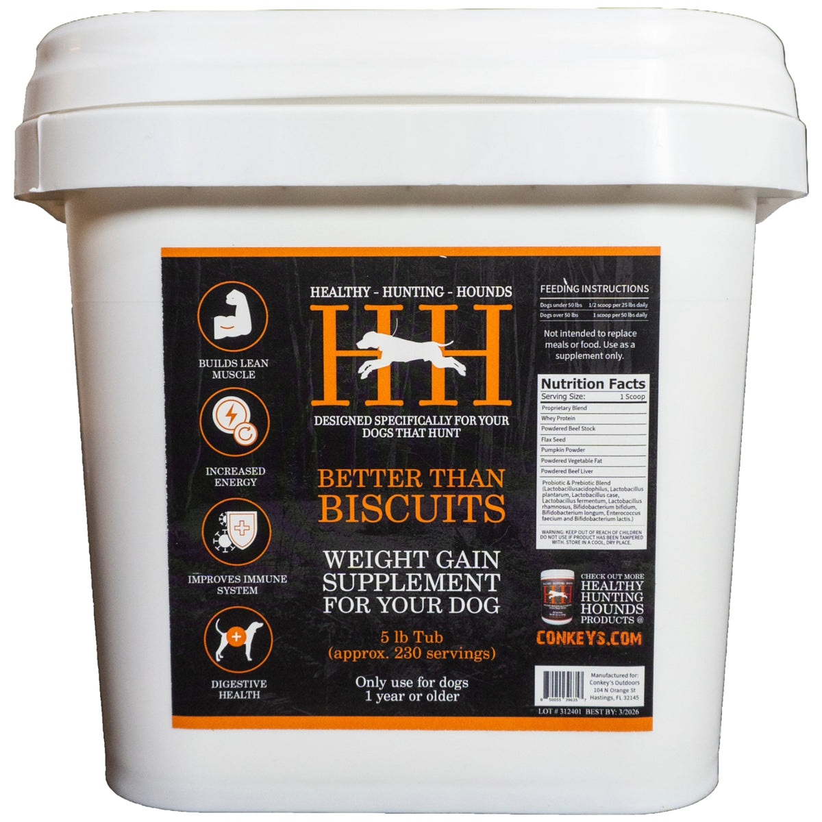 Healthy Hunting Hounds Better Than Biscuits Weight Gainer (5lb Tub ...