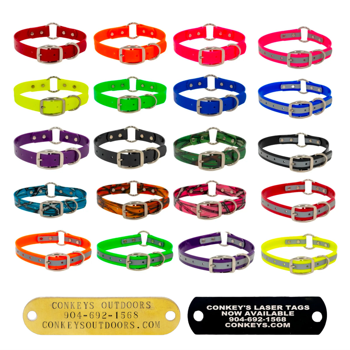 18 Day Glo Collar with D Ring & Center Ring (18Sol) Conkey's Outdoors"